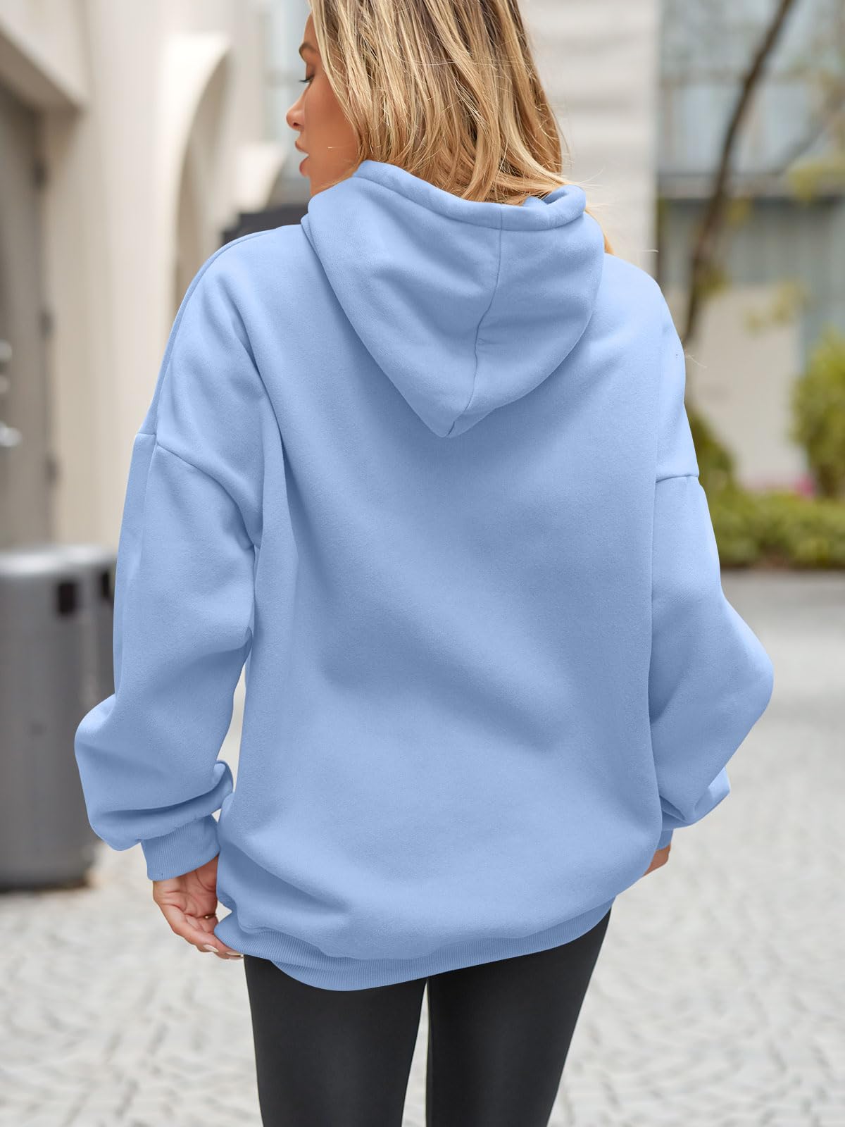 EFAN Hoodies for Women Oversized Sweatshirts Fall Fashion Outfits 2024 Clothes Fleece Solid Basic Soft Workout Loose Tops Sweaters Light Blue