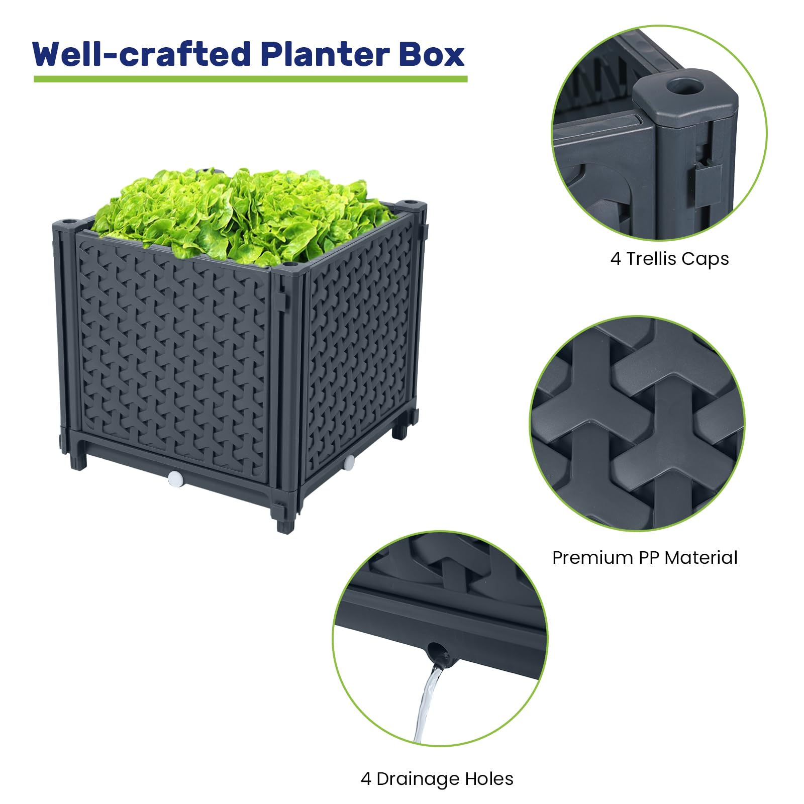 LINEX Raised Garden Bed Planter Box with Trellis, 41.3β Tomato Planters for Climbing Plants Vegetable Vine Flowers Outdoor Patio, Tomatoes Cage w/Self-Watering