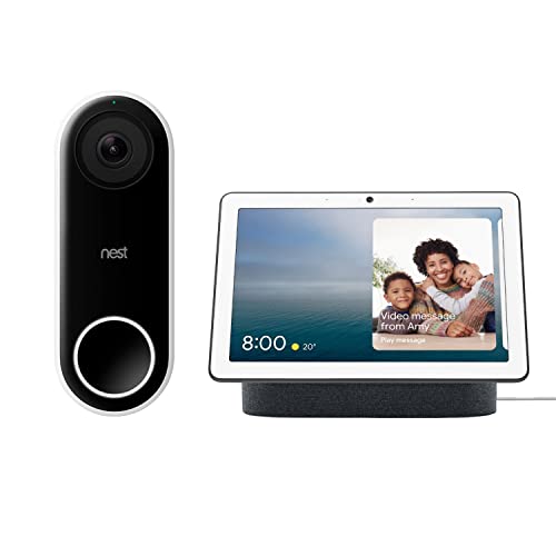 Google Nest Doorbell (Wired) Smart Wi-Fi Video Doorbell - Front Door Security Package Bundle (Charcoal Black)