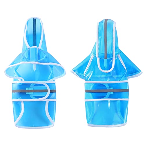 KTHZI Dog Raincoat Adjustable Pet Waterproof and Windproof Clothes Lightweight Rain Jacket Poncho for Hoodies with Strip Reflective(D Blue,Medium,YY31)