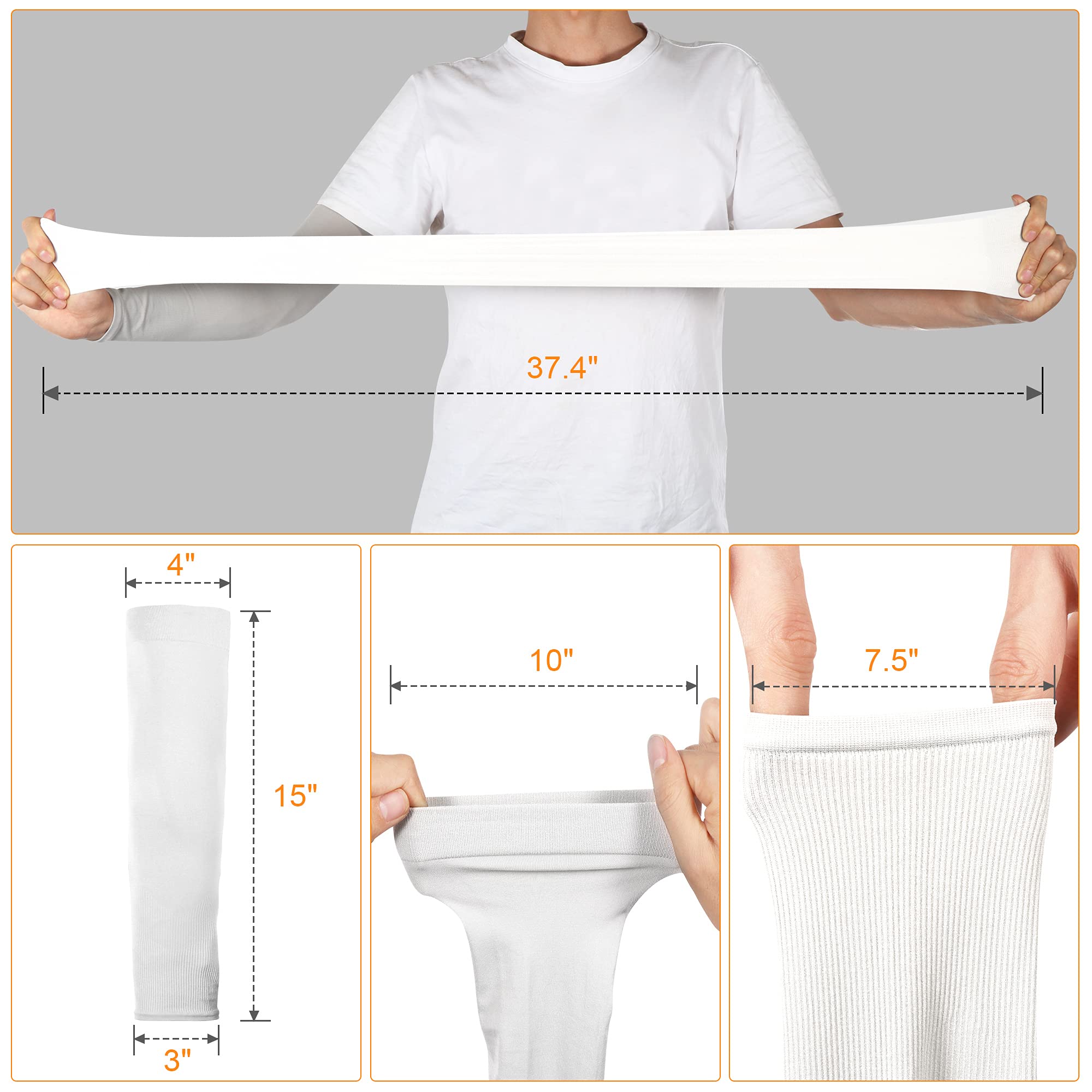 Forhaha 4 Pairs Sun Protection Cooling Arm Sleeves, UPF 50 Sleeves for Men and Women, White