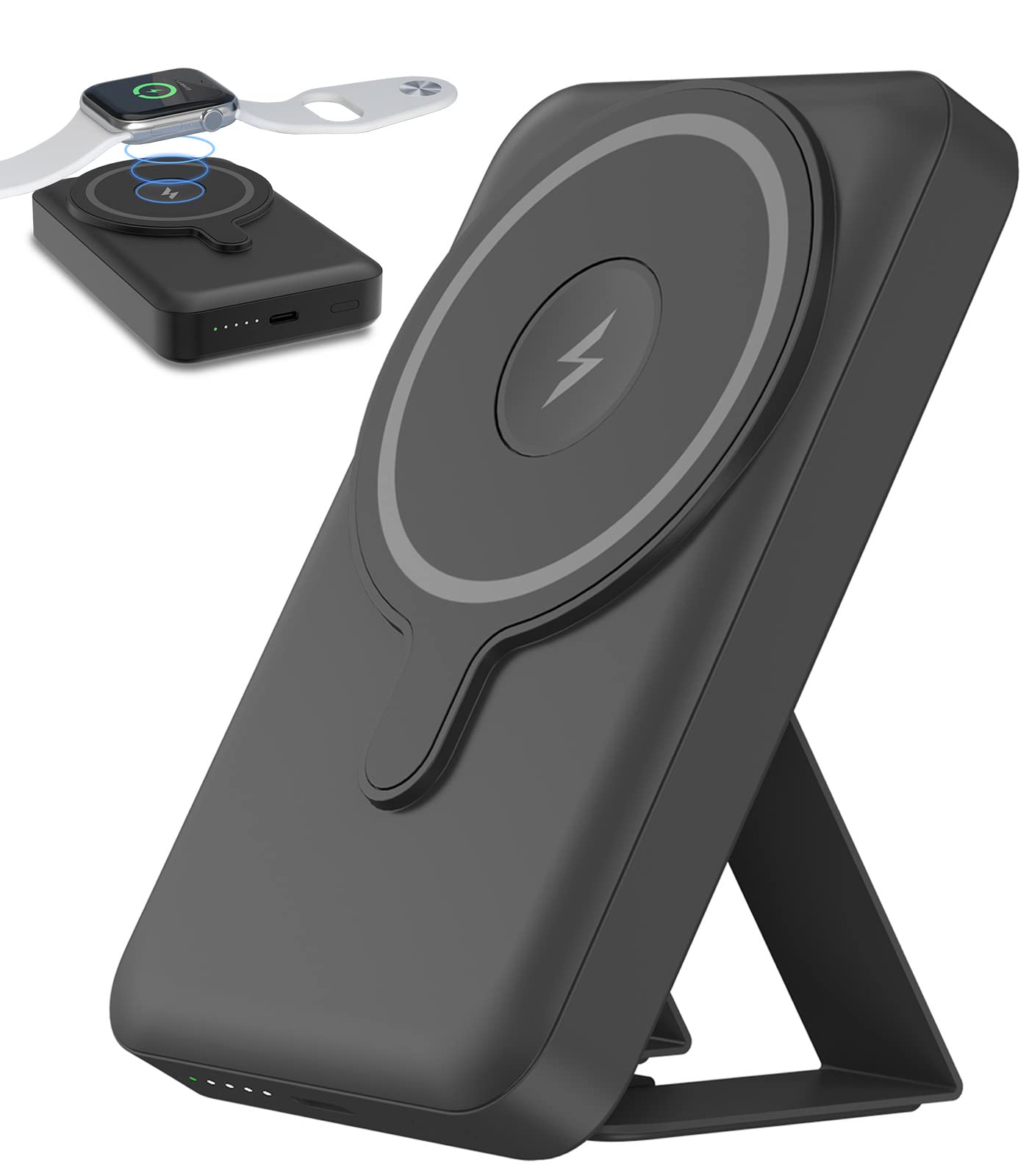 NEOCOR Magnetic Wireless Power Bank, 10,000mAh Mag-Safe Power Bank, 22W PD USB-C, 15W Wireless Fast Charging, Foldable Stand Battery Pack for iPhone 14/13/12 Pro Max Plus Mini Apple Watch