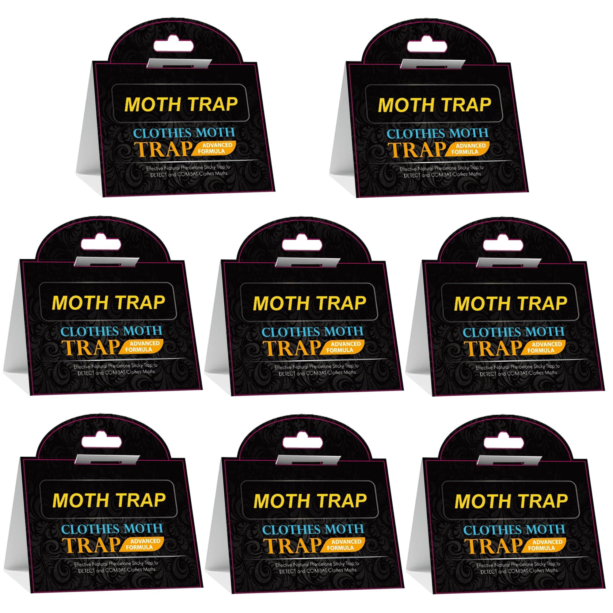 Pantry Moth Glue Traps (8 Packs) Pantry Moth Killer for House Pantry | Non-Toxic and Odorless for Food and Cupboard Moth | Super Strong Glue for Moth Catcher | Black