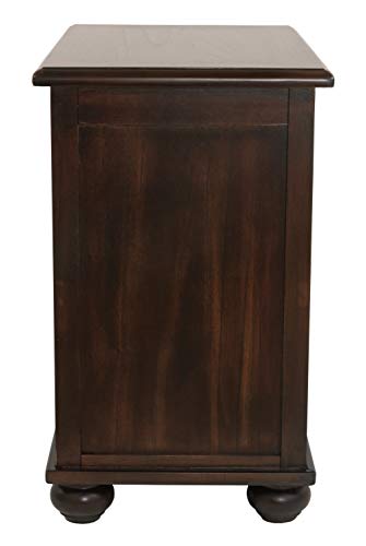 Signature Design by Ashley Barilanni Traditional Chair Side End Table with 1 Storage Cubby, 2 Fixed Shelves, 2 USB Ports & Outlets, Dark Brown
