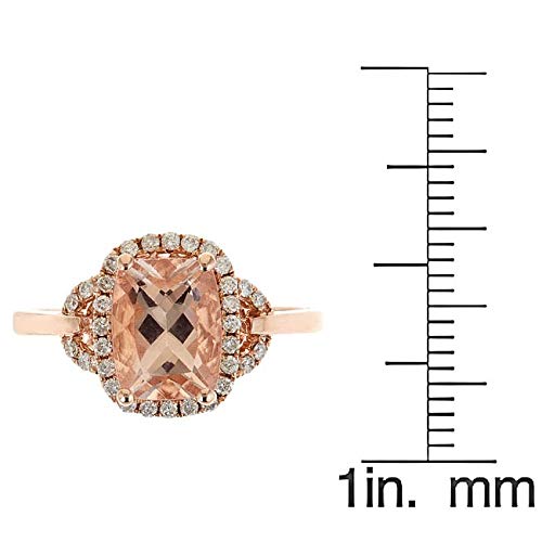 Gin & Grace 14K Rose Gold Cushion Cut Morganite & Natural Diamond(i1,I2) Engagement Wedding Propose Promise Ring for Women