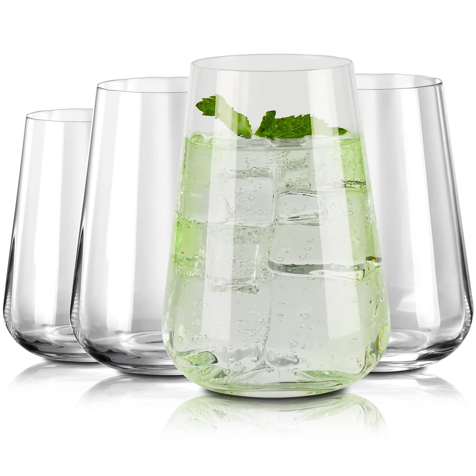 Highball Glasses Set of 4, Tall Drinking Glasses 24oz Oversized Cocktail Glass Set. Lead-Free Crystal Glassware | Juice, Cocktails, Whiskey, Mojito, Iced Tea, Beer for Kitchen, Bar, Restaurant