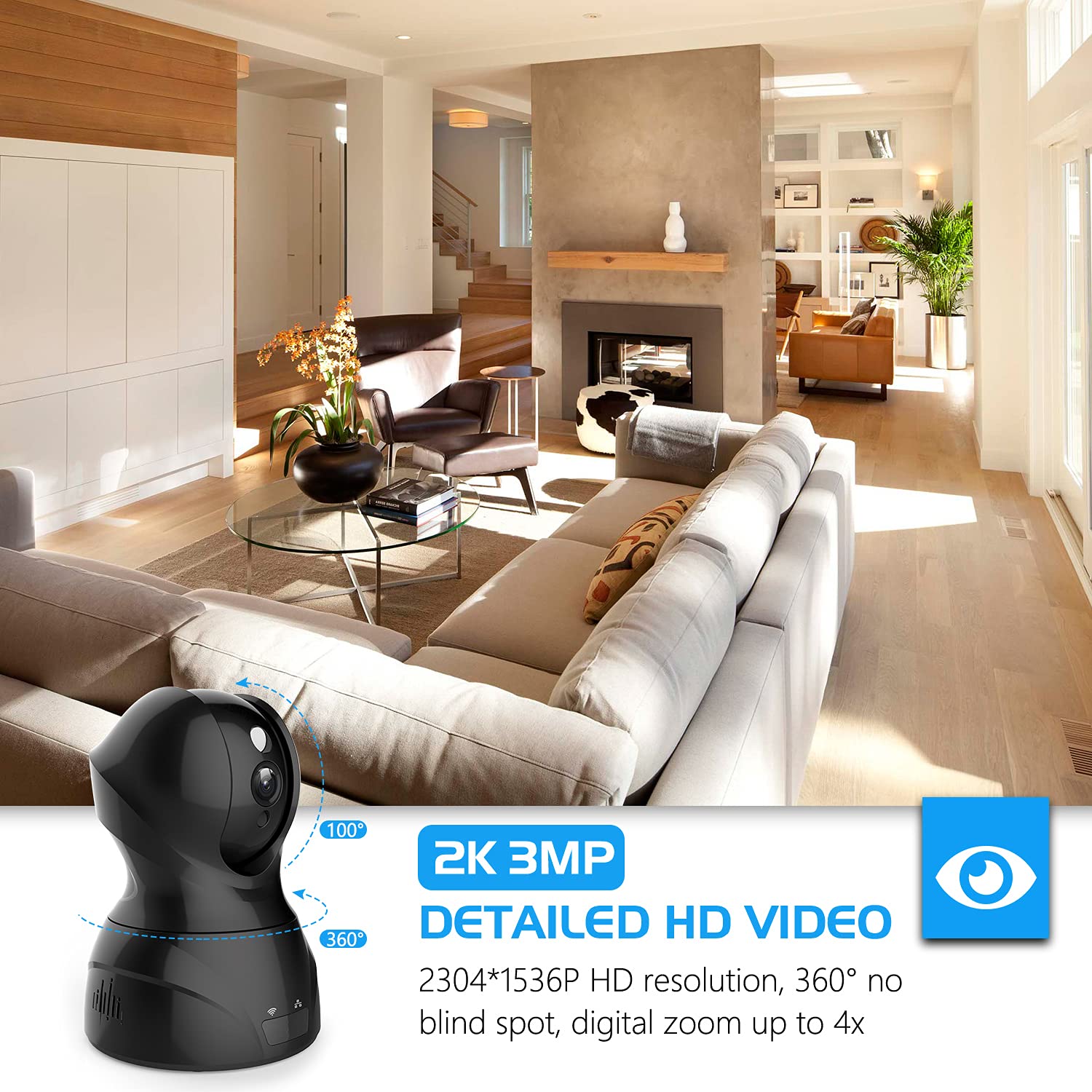 Syeh Security Camera 1536P Pet Camera Wireless WiFi Home Camera Full, 720p