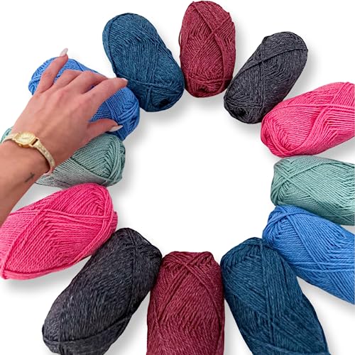 Marvel DK Weight Yarn | Set of 2 50 Gram Skeins | 80% Merino Wool, 20% Tussah Silk Yarn Blend | 240 Yards in Total | Knitting, Crocheting & Weaving (Black Rock)