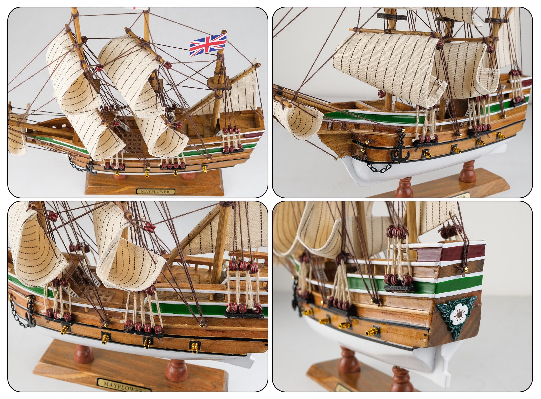 SAILINGSTORY Wooden Model Ship Mayflower 1/100 Scale Replica Sailing Ship Model Sailboat Decor