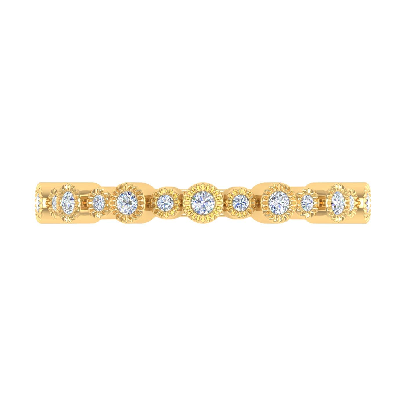 FINEROCK 1/5 Carat Bezel Set Round Diamond Wedding Band Ring in 10K Yellow Gold (Ring Size 5.5) (SI1-SI2 Clarity)