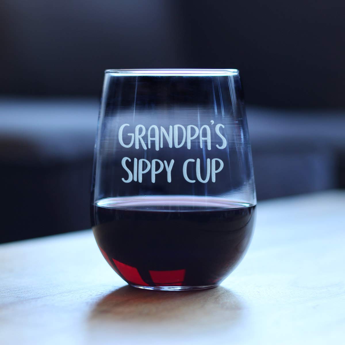 Grandpa's Sippy Cup - Stemless Wine Glass Gift for Grandfathers - Fun Birthday Glasses - Large