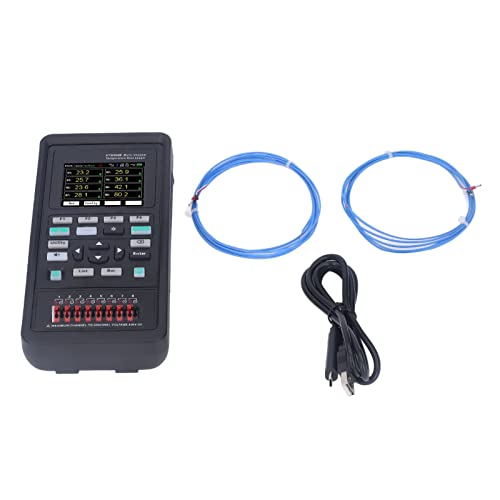 Multi Channel Temperature Tester, High Accuracy Temperature Data Acquisition Recorder LCD Display Temperature Data Logger 100V‑240V(US)