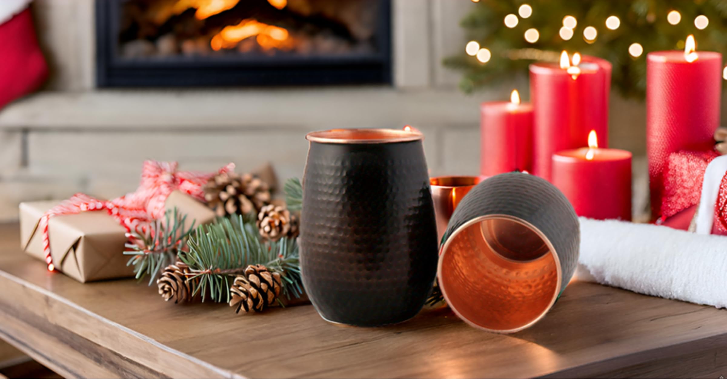 Staglife 20 Oz Black Matte Moscow Mule Pure Copper Tumbler Cups for Drinking Water, Genuine Copper Mugs for Moscow Mules, Hammered Real Solid Pure Copper Mug Cup, Gifts Set of 2, Large