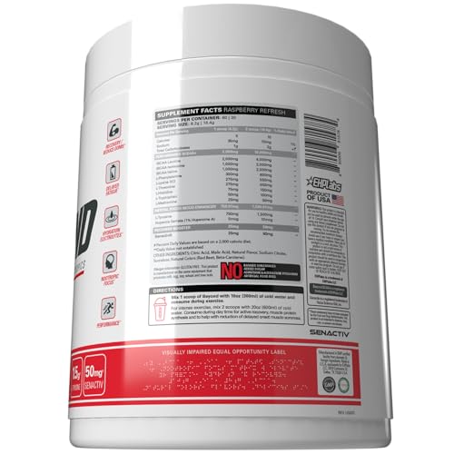 EHP Labs Beyond BCAA Powder Amino Acids Post Workout Recovery - BCAAs Essential Amino Acids EAA Supplements Powder - 10g Amino Acids Supplement for Muscle Recovery, 60 Servings (Raspberry Refresh)