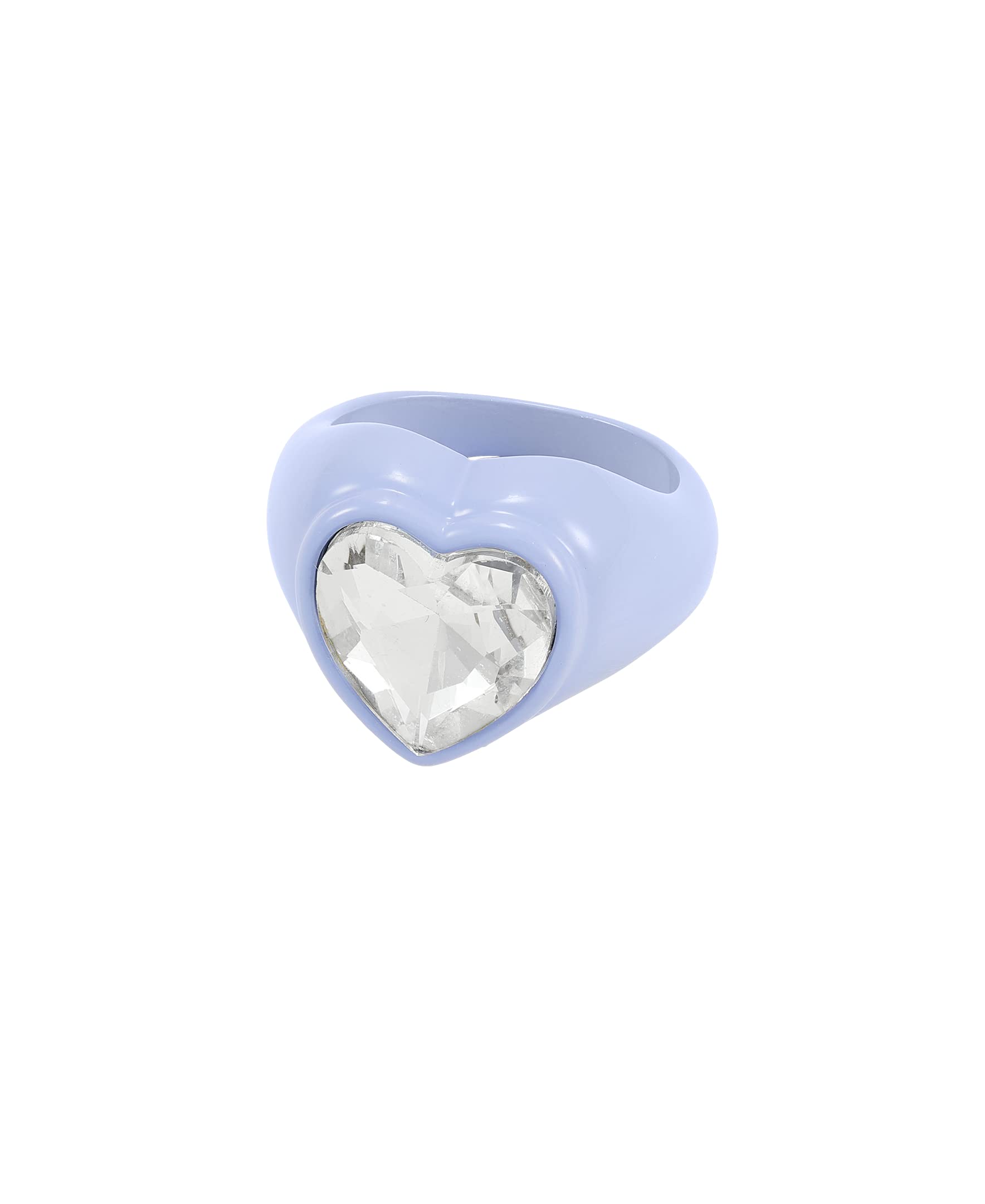 GUESS Chunky Periwinkle Enamel Heart Shape and Heart Stone Ring