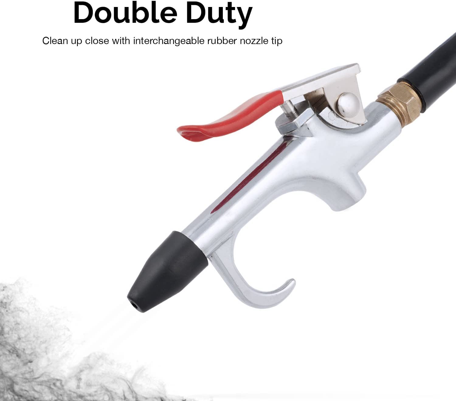 Hiltex 31111 Long Reach Pneumatic Air Blow Gun | 24” Length | 1/4"" NPT Air Inlet | Angled Aluminum Nozzle with Pistol Grip Trigger | Rubber Tip"