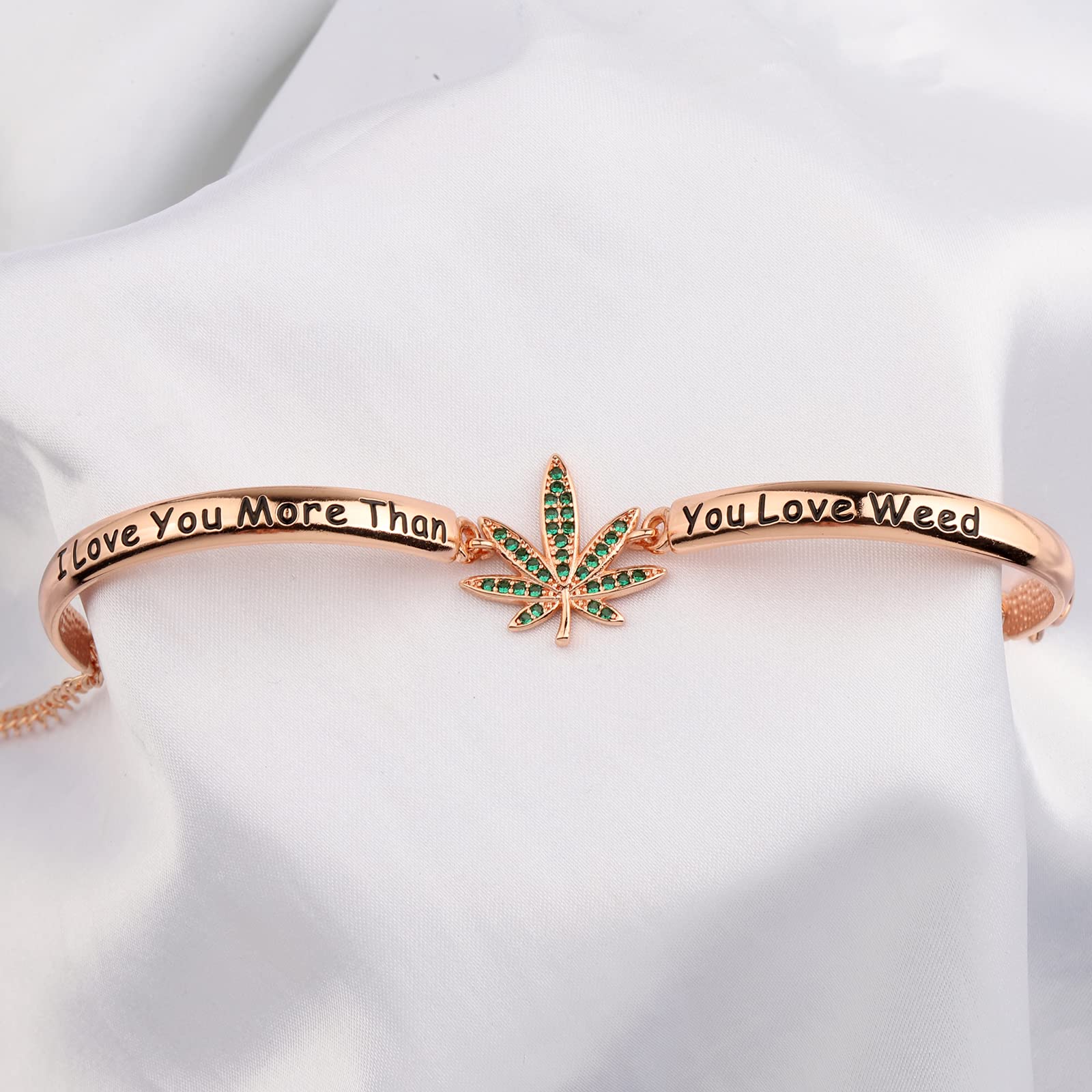 FOTAP 420 Gift Marijuana Jewelry I Love You More Than You Love Weed Bracelet Weed Gift Valentineās Gift (Weed RG-B)