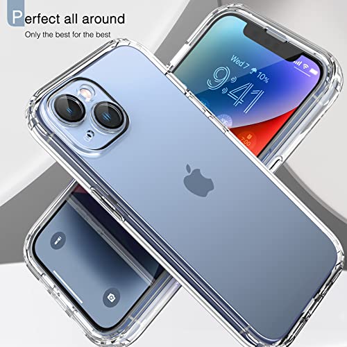 Switdo Compatible with iPhone 14 Case Clear with Built-in Screen Protector&Camera Lens Protector,Transparent Shockproof Cover Full Body Protective Phone Case for iPhone 14 6.1 inch,Clear