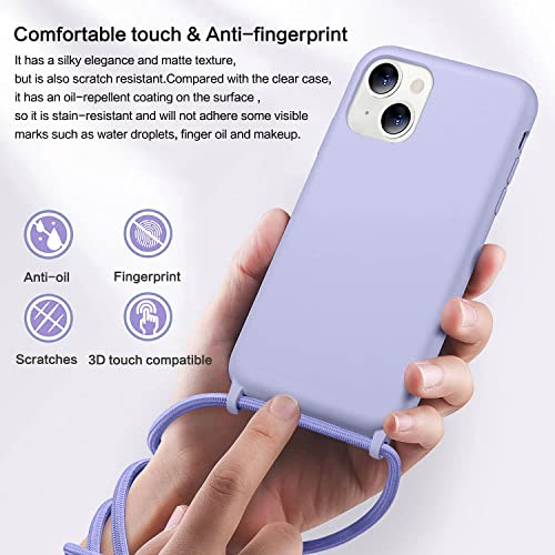 xiusiteli Shockproof iPhone 13 Case with Adjustable Strap Crossbody Nylon Lanyard Anti-Yellow Anti-Scratch Anti-Drop Thin Slim Soft TPU Protective Phone Case Cover for iPhone 13(Purple)