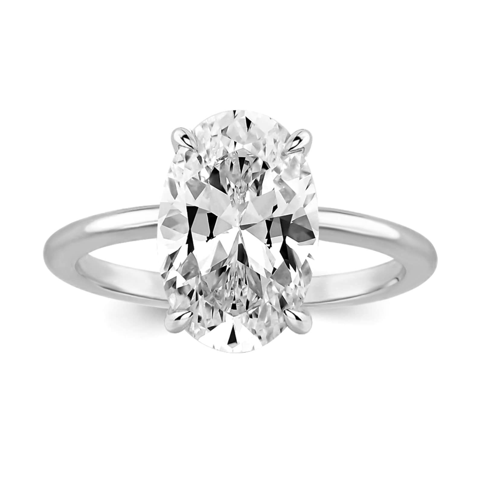 Effinny 3.5 Carat Elongated Oval Cut Engagement Ring White Gold Plated 925 Sterling Silver Simulated Diamond Promise Ring(White Gold, 12)