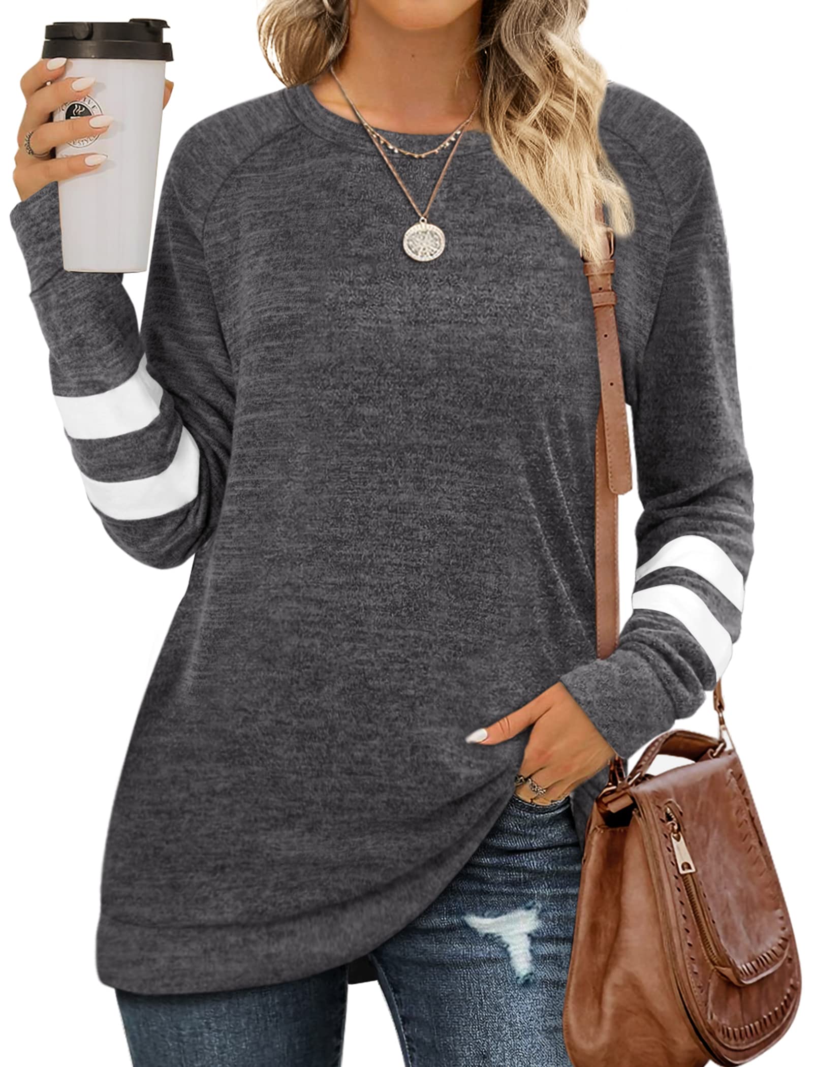 Geifa Sweaters for Women Trendy Cozy Sweatshirts Long Sleeve Shirts Fall Fashion 2023 Red L