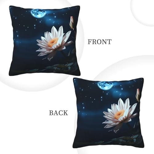 Flower and Moon Print Throw Pillow Cover Corduroy Soft Pillowcase with Hidden Zipper Decorative Cushion Covers for Sofa Living Room Home Decors 18"X18"