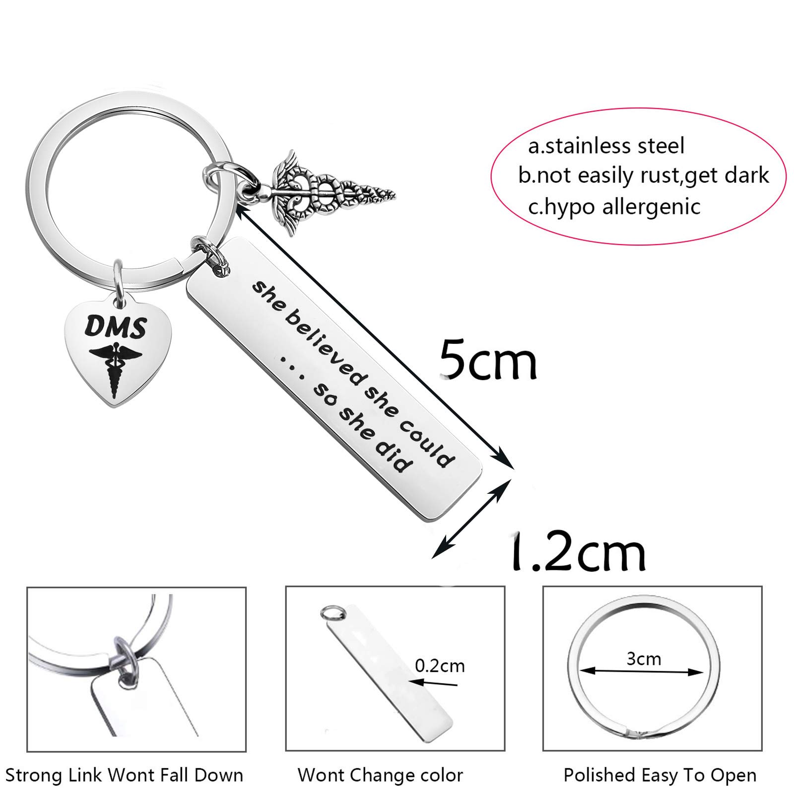 FOTAP Diagnostic Medical Sonographer gift Sonographer Doctor Keychain DMS Graduation Gift Radiologist Tech gift (DMS key)