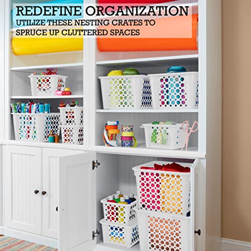Organize Your Home Medium Stackable White Storage Containers with Open Tops, 3 Pack, Great Organizing Bins for Pantry, Closet, Bedroom, and all Storage, 13.2β x 12β x 8.5β