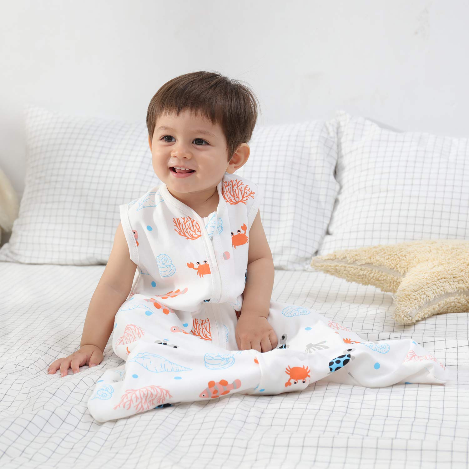 Mosebears Sleep Sack Baby Wearable Blanket with 2-Way Zipper,0.5 TOG Cotton Sleep Sack Unisex (2 Pack, XL(18-24 Months))