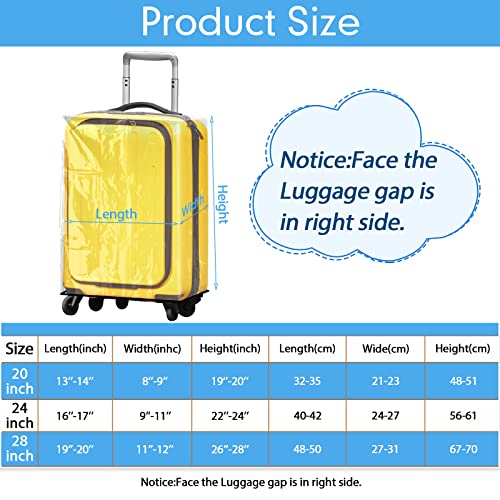 Sherr 3 Pieces Clear Luggage Covers for Suitcase Waterproof Luggage Protector Luggage Protective Cover for Travel (Fits Most 20" to 28" Luggage)