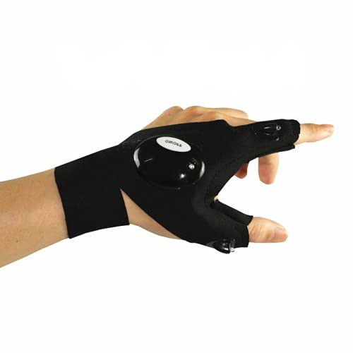 Fingerless Glove LED Flashlight Torch Outdoor Tool Fishing Camping Hiking Survival Rescue Multi Light Tool Left/Right Hand (Left Hand)