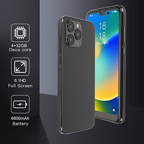 Syrisora I14 Pro Max Phone 6.1 Inch for Android 11 Unlocked Cell Phone 4GB 32GB 6800mAh 1440x3200 Front 8MP Rear 16MP 100β240V Black(#2)