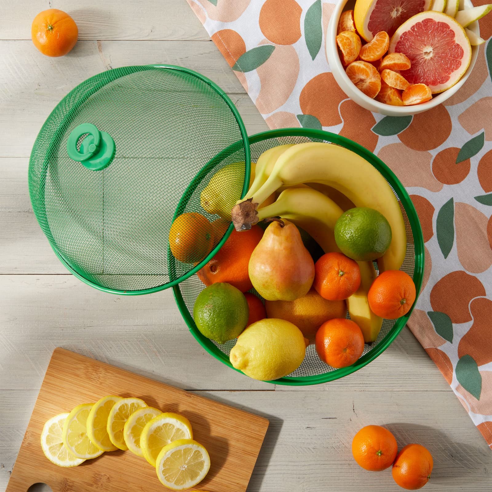 Juvale Mesh Wire Fruit Basket with Lid for Vegetables, Fruits, Gifts, House Warming, Home, Restaurants, 4 Colors