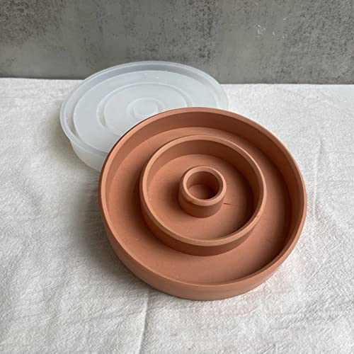 Round Candlestick Silicone Mold Gypsum Plaster Mold Lipstick Holder Tray Mold for DIY Jewelry Organizer Home Craft Decor