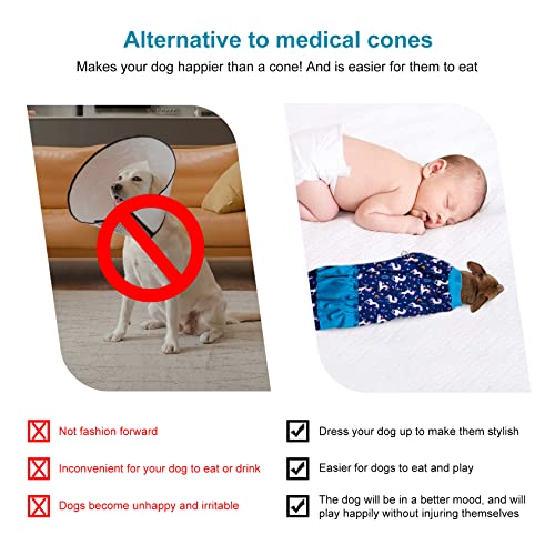 LovinPet Pitbull Jammies - Unicorn Dog Shirt, Post Surgery Recovery Onesie, Mermaids & Unicorns Blue/White Print, Lightweight Pullover Large Puppy Pajamas, Full Coverage Dog Pjs,Blue L