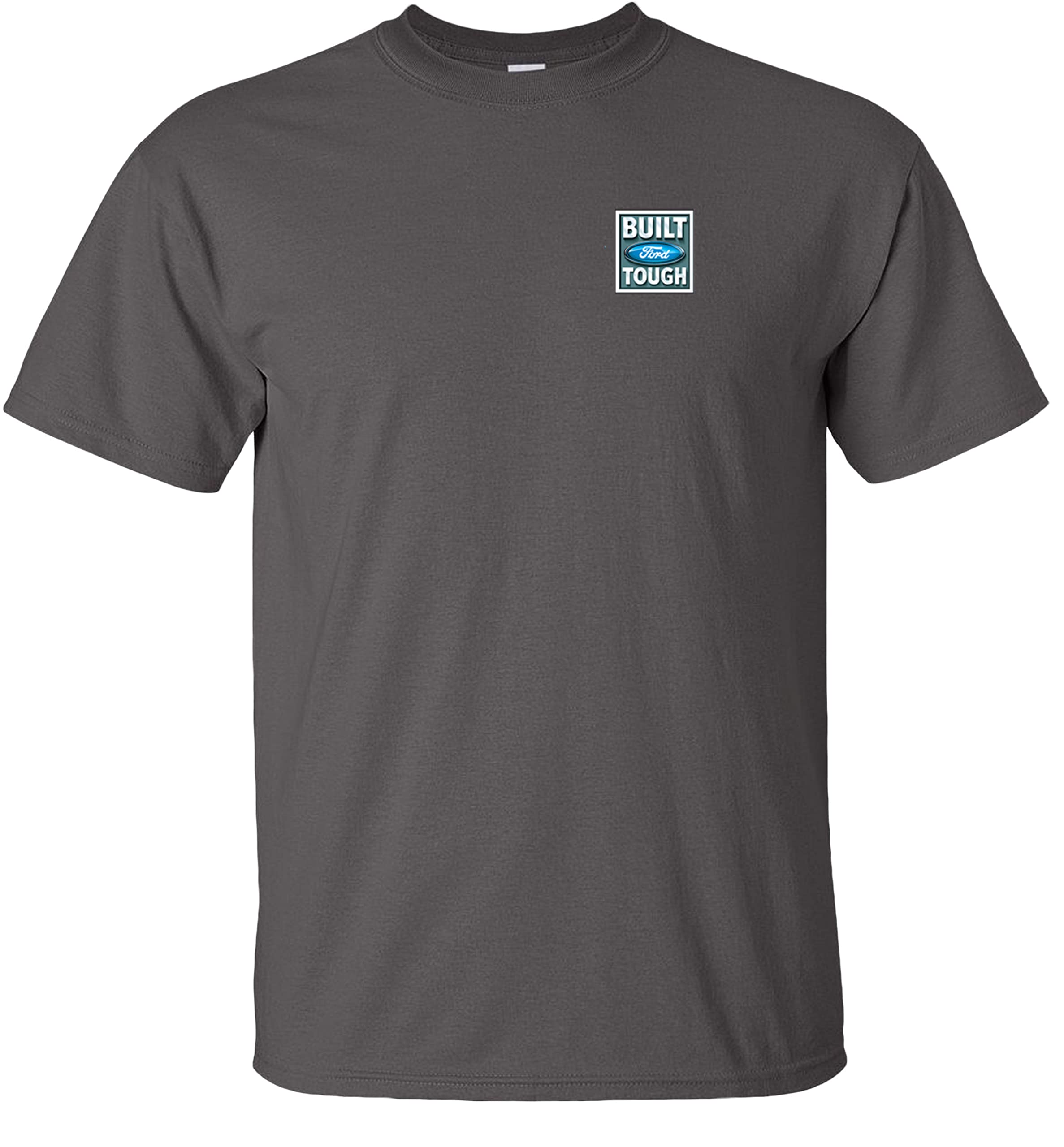 Fair Game Built Ford Tough T-Shirt Stamped Square Logo Classic Emblem-Charcoal-L