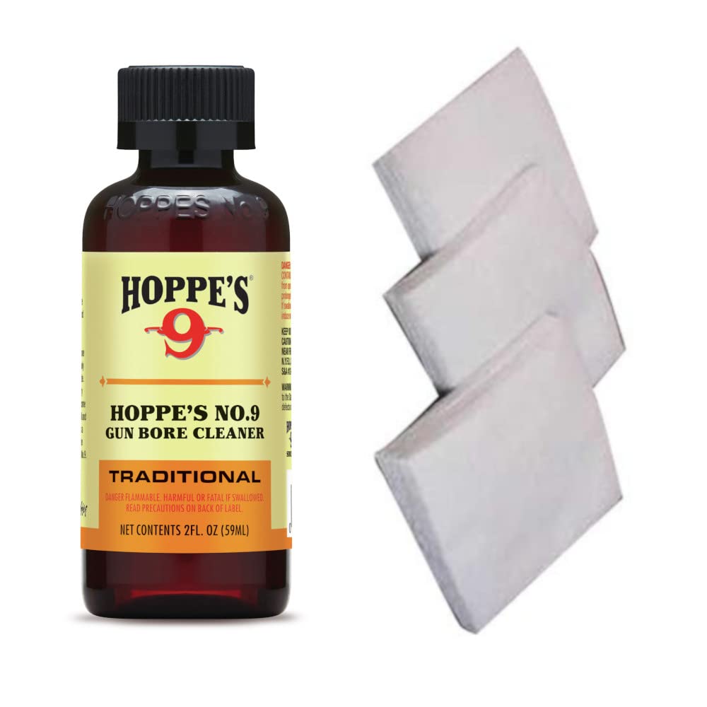 Gun Cleaner Solvent with Package of Quality Cotton Cleaning Patches - Made in The USA! (9mm-45 Caliber)