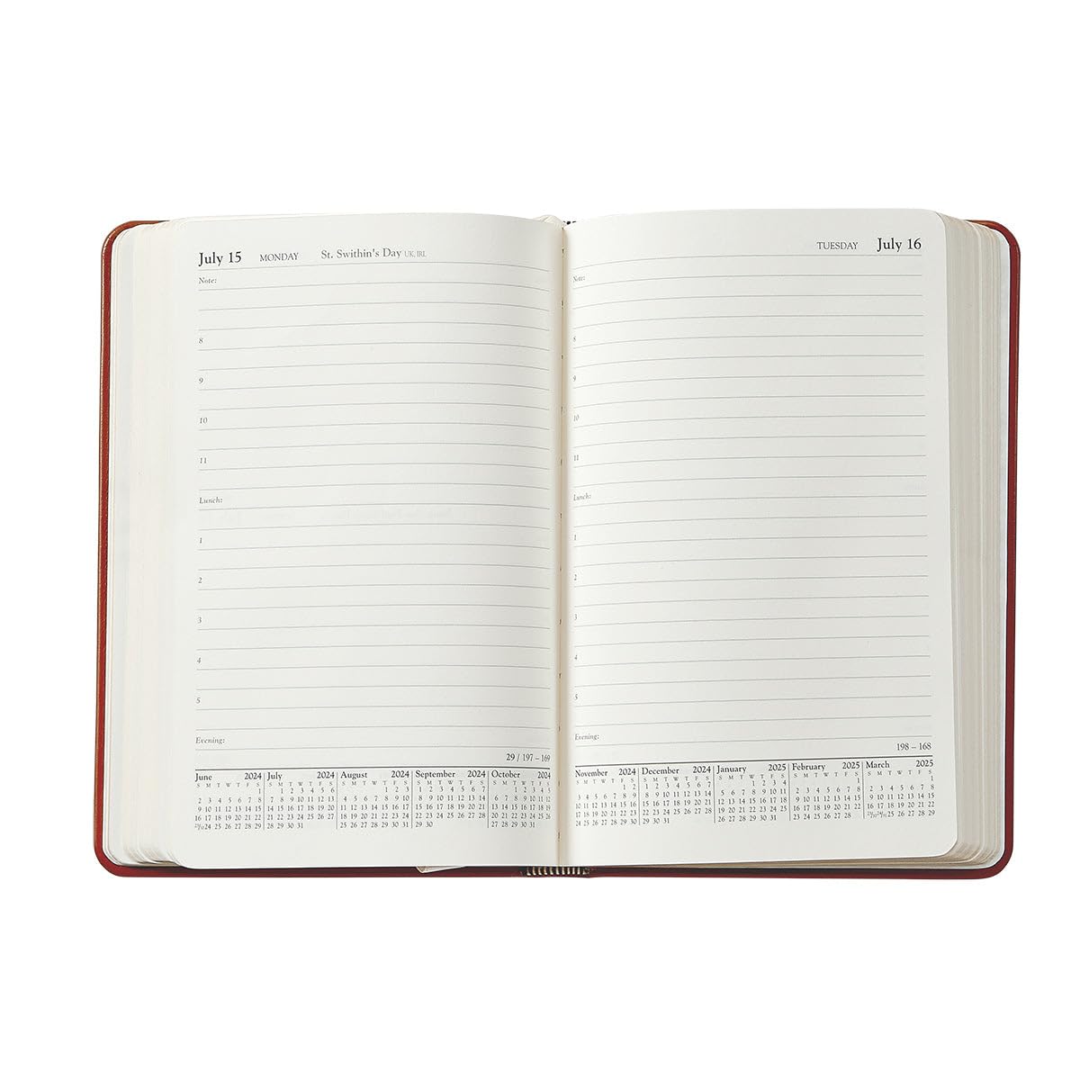 Graphic Image 2024 Daily Journal, Day-at-a-view appointment and Calendar pages, Genuine Leather (5½" W x 8" H - Made in the USA)