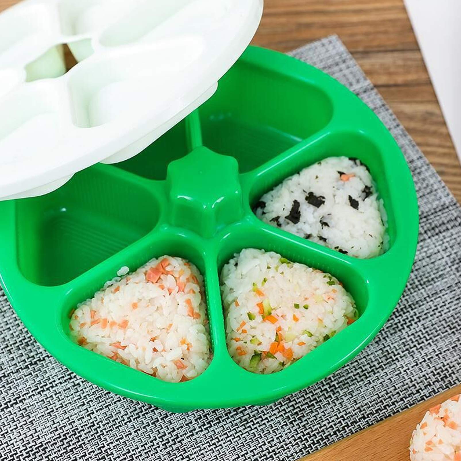 Hemoton 6 in 1 Rice Ball Mold Triangle Musubi Maker DIY Sushi Bento Nori Kitchen Rice Mould Nori Seaweed Punch Cutter for Home Party Kids Meal