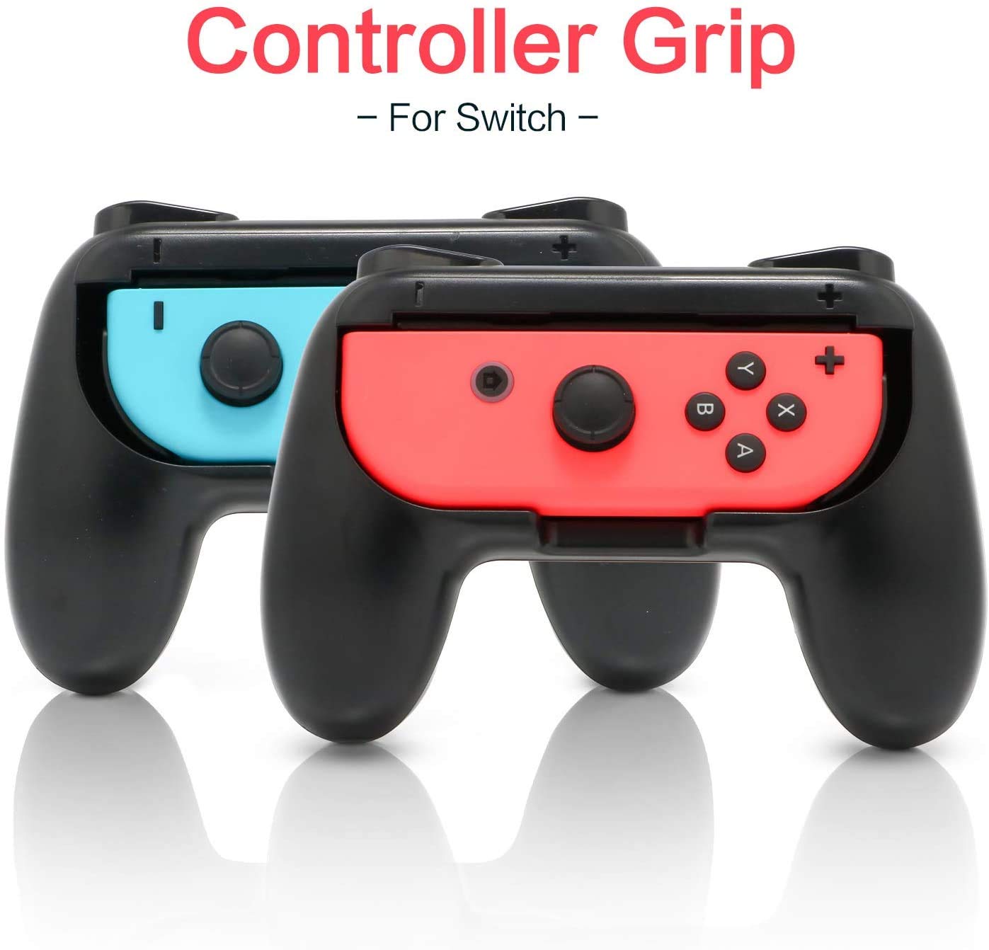 EIMGO Controller Grip for Nintendo Switch Joy-Con, Wear-Resistant Handheld Joystick Remote Handle Compatible with Switch, 2 Pack (Black)