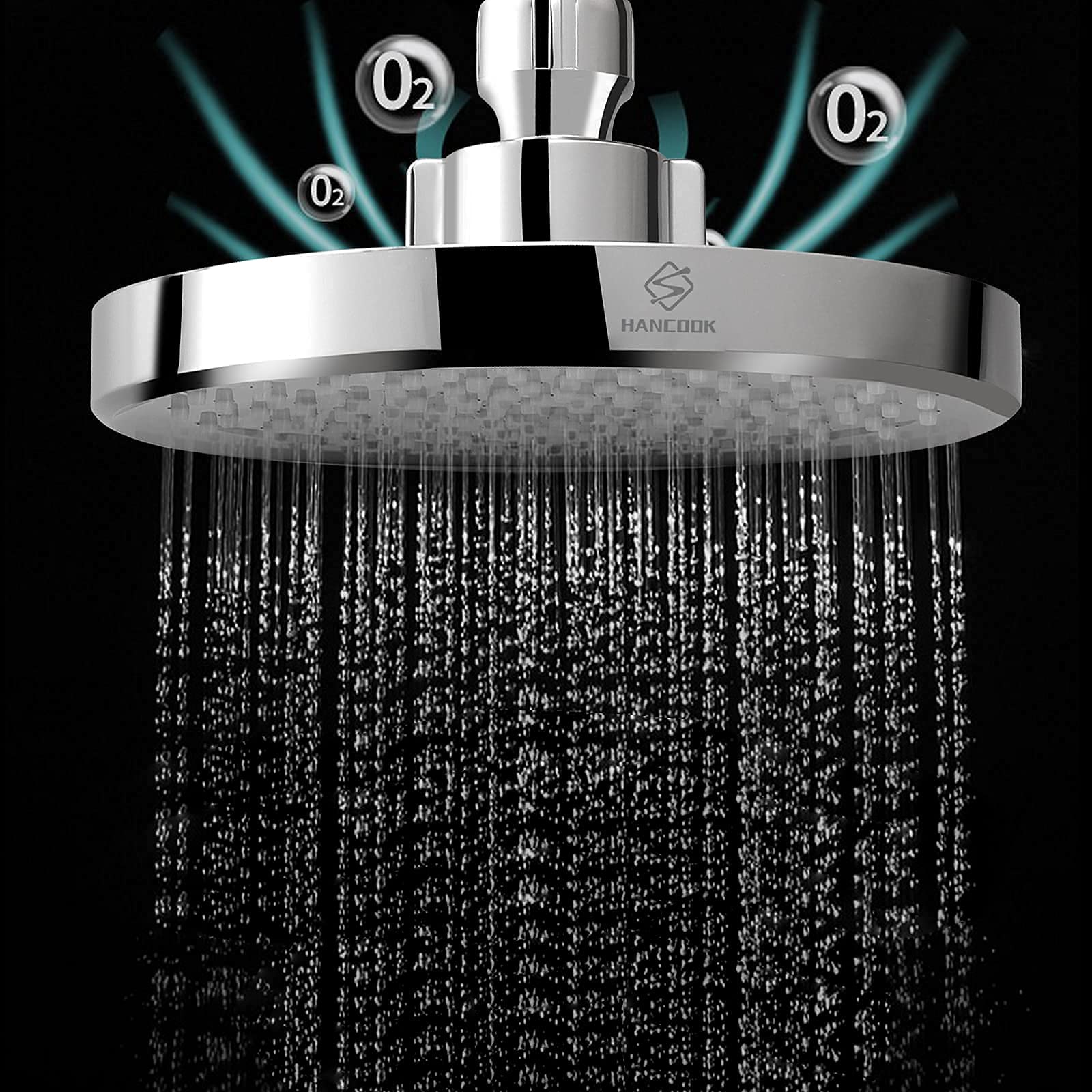 hancook Shower Heads - Best 6inch Rainfall Showerheads with Chrome Plated Finish Tool-Free Installation Includes Teflon Tape