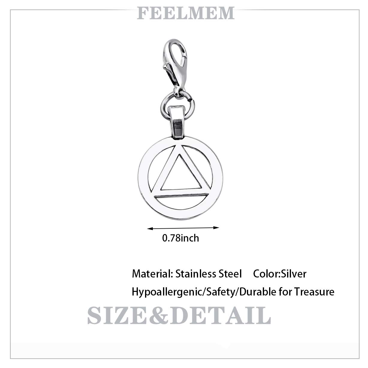 FEELMEM AA Recovery Jewelry AA Sobriety Charm Zipper Pull Alcoholics Anonymous Gifts Sober Sobriety Charm Sobriety Gifts