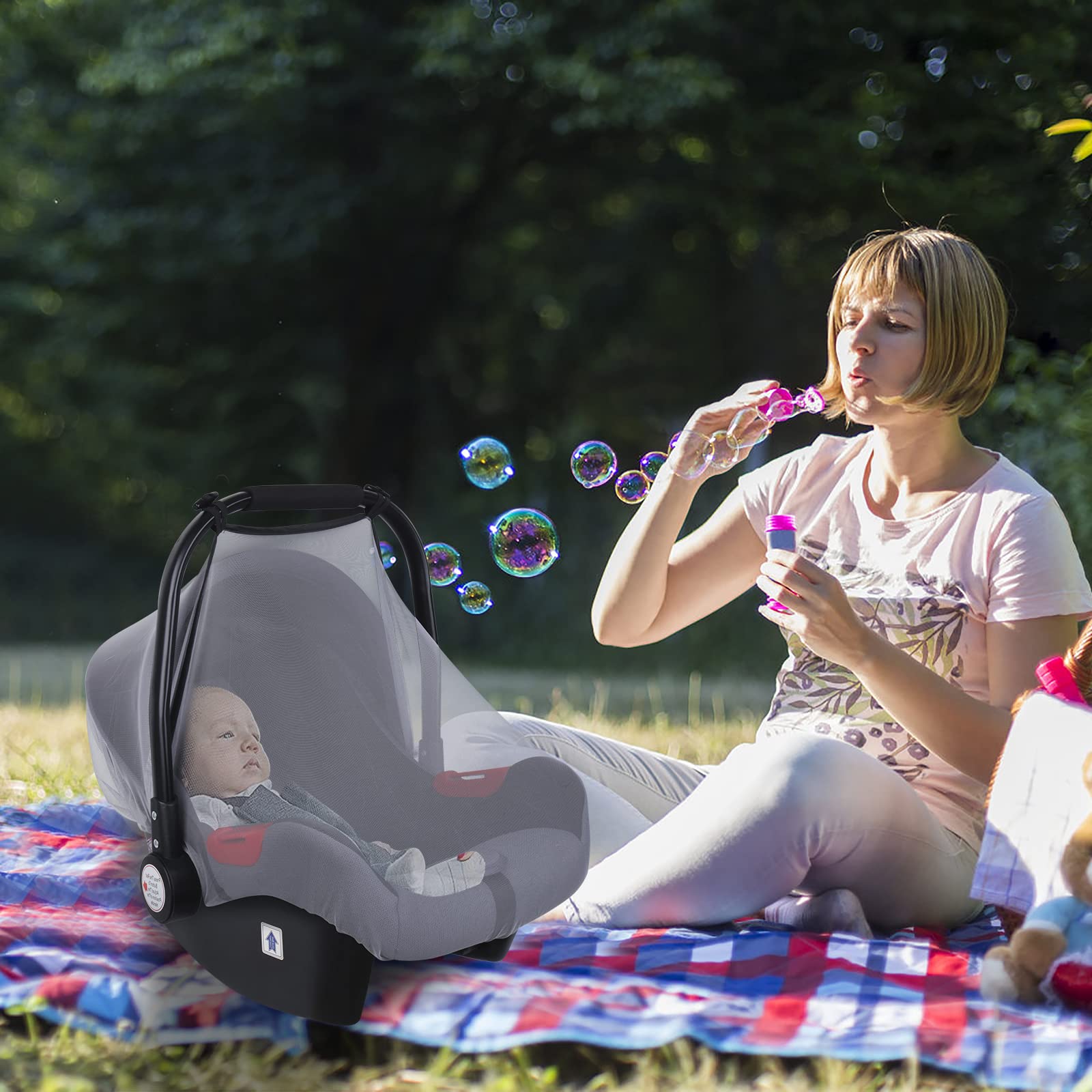 Mosquito Net for Baby Car Seat Stroller, Mesh Insect Nets Bugs Netting, Breathable Infant Carseat Canopy Carrier Cover, Universal Fit, Portable, Durable (White)