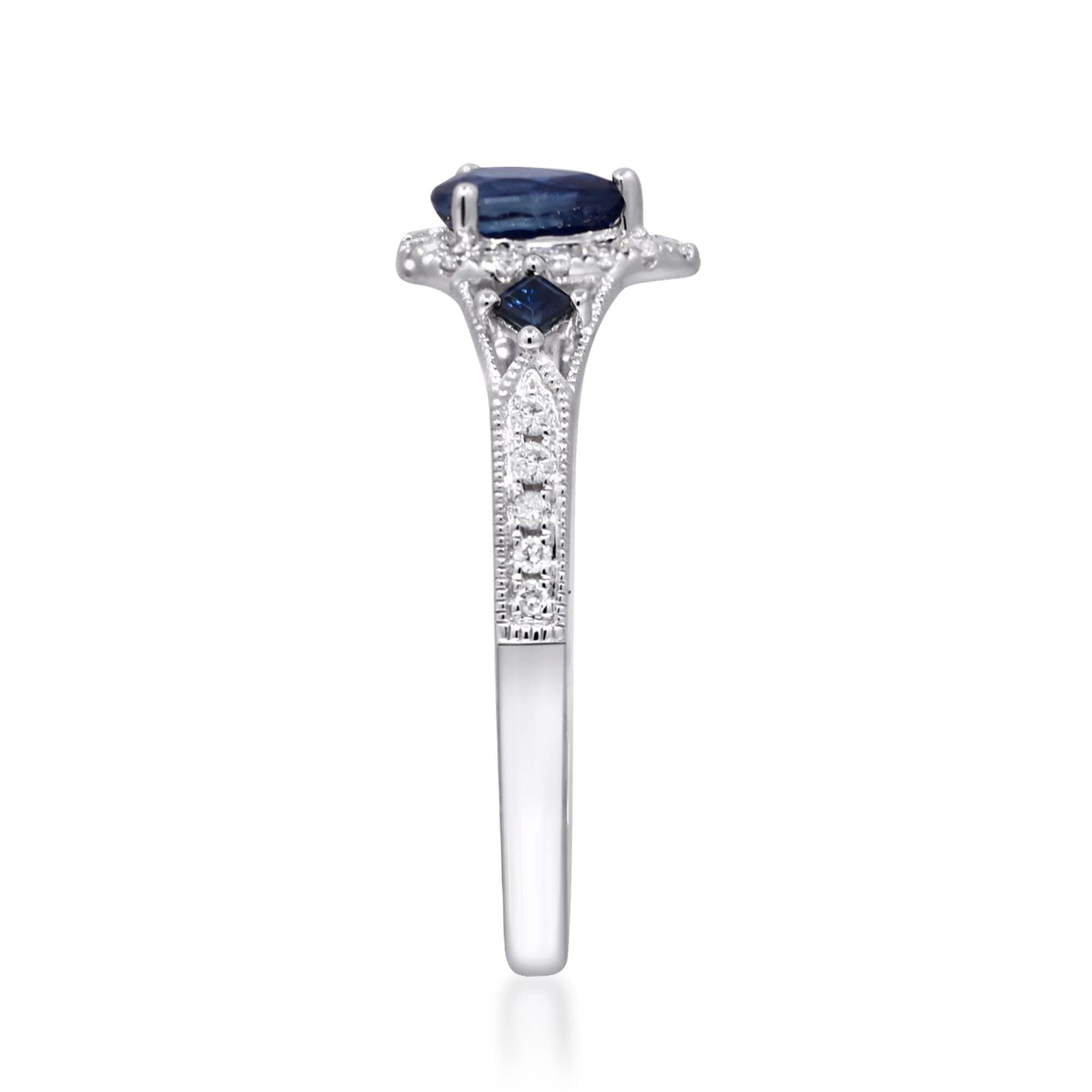 Gin & Grace women's 14K White Gold With Natural Blue Sapphire &Natural Diamond (I1) Ring TW3654R-BS-6 6