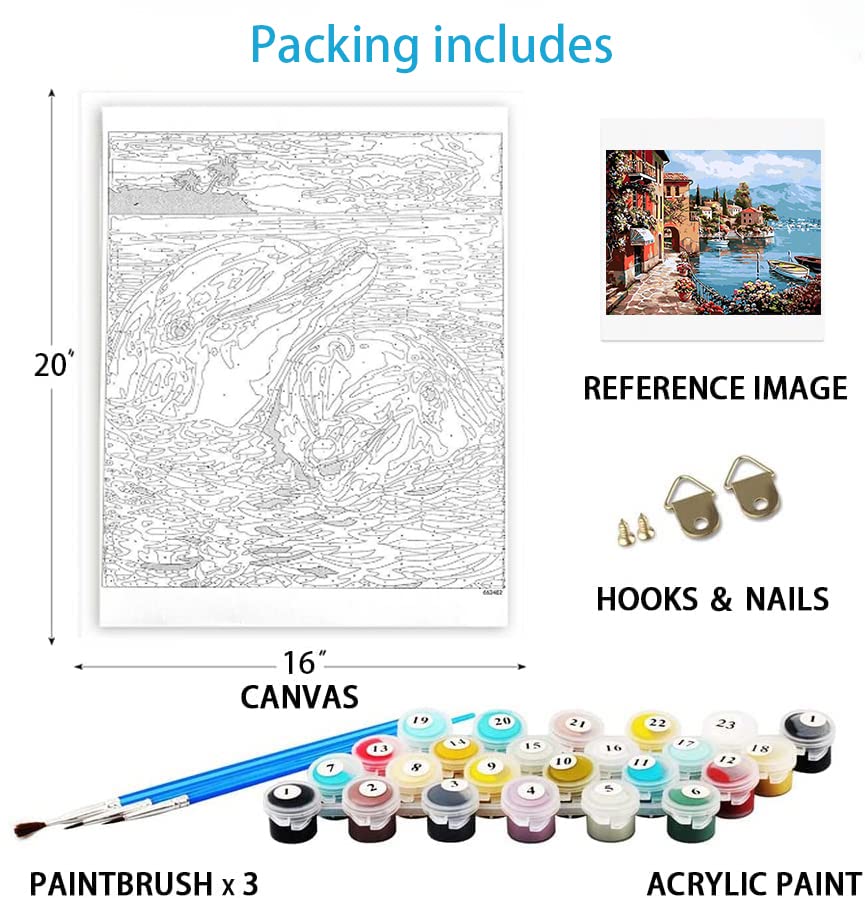 Eiazuiks Paint by Number for Adults. Scenery Paint by Numbers for Adults Beginner Drawing Paintwork with 3 Paintbrushes Paint Canvas Oil Painting 16” x 20”