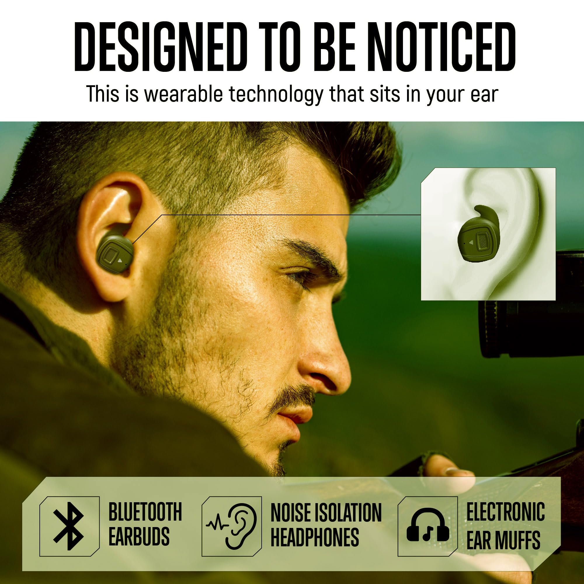 GLORYFIRE Ear Protection for Shooting Electronic Hearing Protection Noise Cancelling Ear Muffs, Olive Green