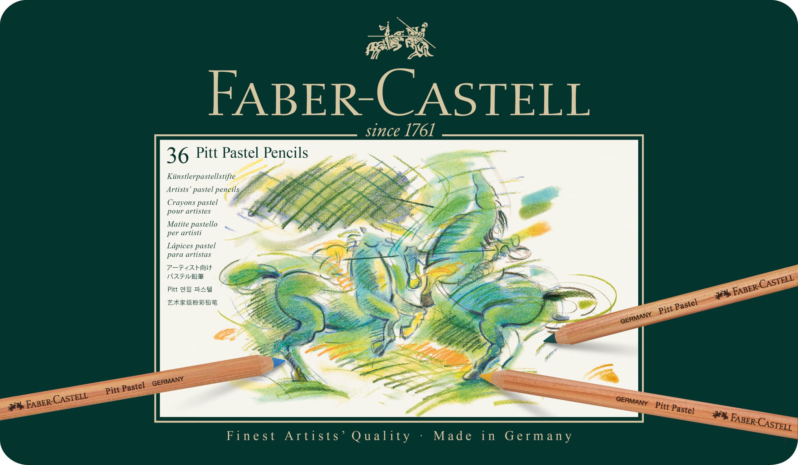 Faber-Castel Pitt Pastell Coloured Pencils in Metal Case, 36 Count (Pack of 1), Assorted
