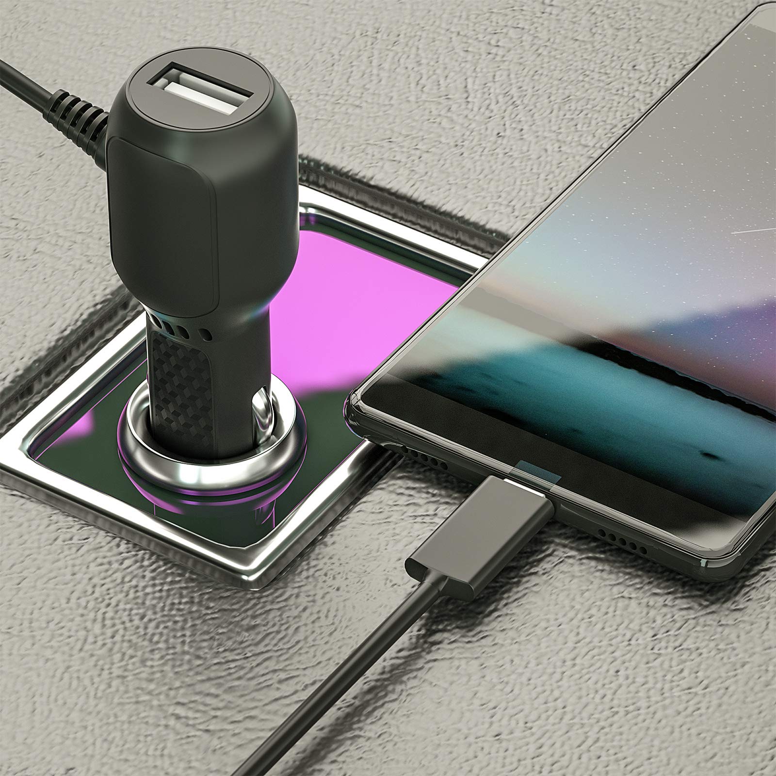 ECHZOVE Car Charger for Nintendo Switch,Steam Deck,Switch lite Car Charger USB Type-C- Black