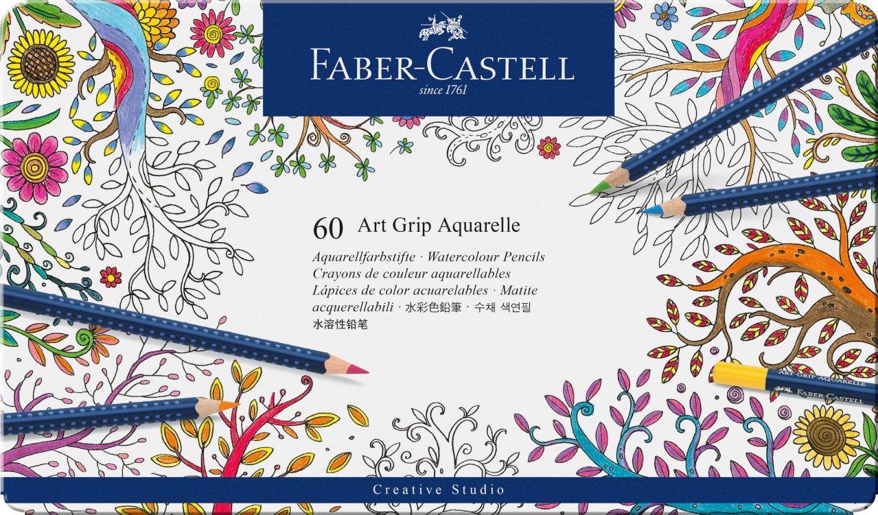 Faber-Castell Art GRIP Aquarelle Watercolor Pencil Set, Tin of 24 Pencils