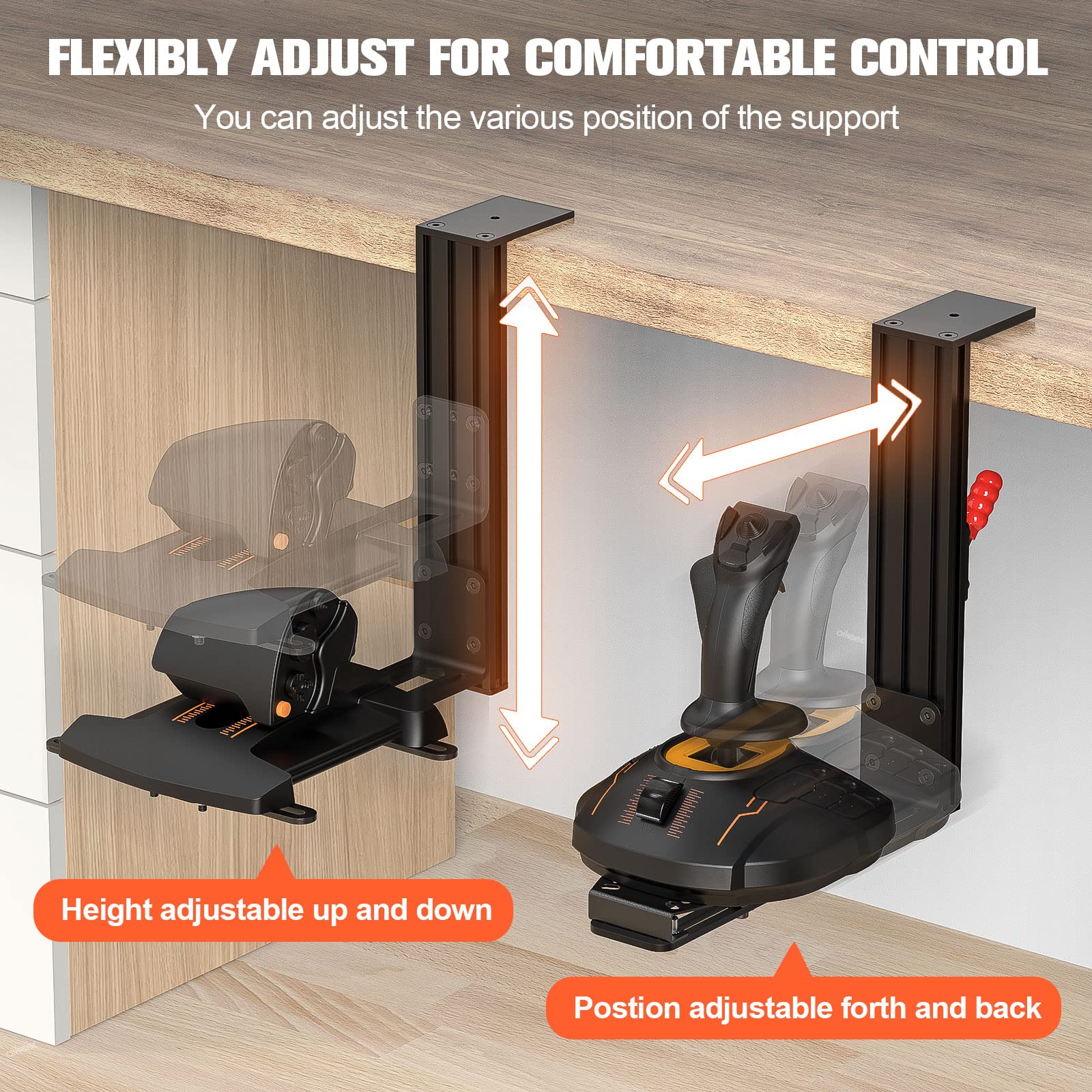 Hotas Desk Mount for Flight Sim Controller, Joystick Mount Compatible with Logitech/Saitek, for Thrustmaster Warthog/TWCS Throttle,T.Flight 2 Pack
